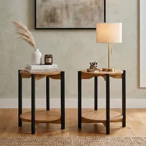 Furniture of America Elix 18 in. Natural Round Wood End Table with Open ...