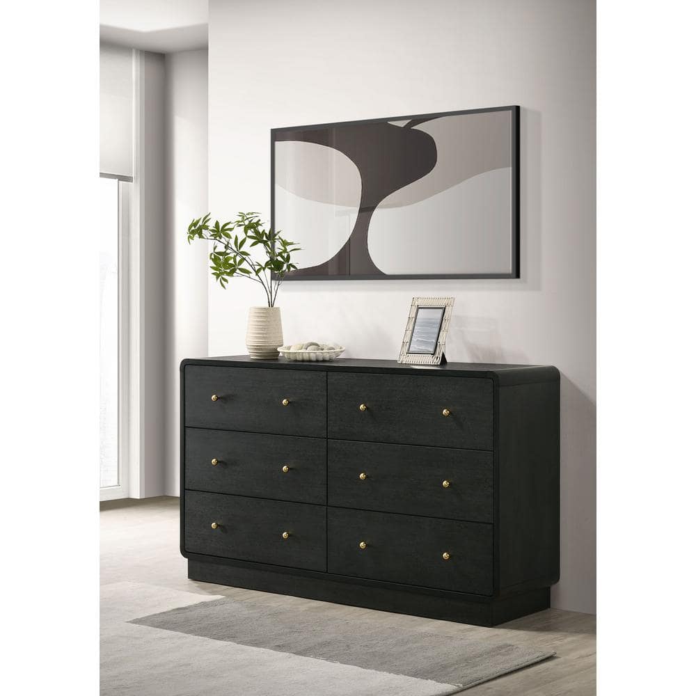 Coaster Cavelle Black 6-drawer 58.5 in. Dresser Cabinet 223663 - The ...
