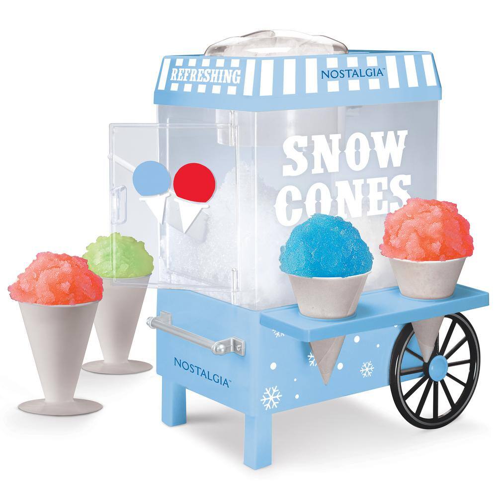 Nostalgia 160 oz. Blue Snow Cone Machine With 2-Cones and Ice Scoop ...