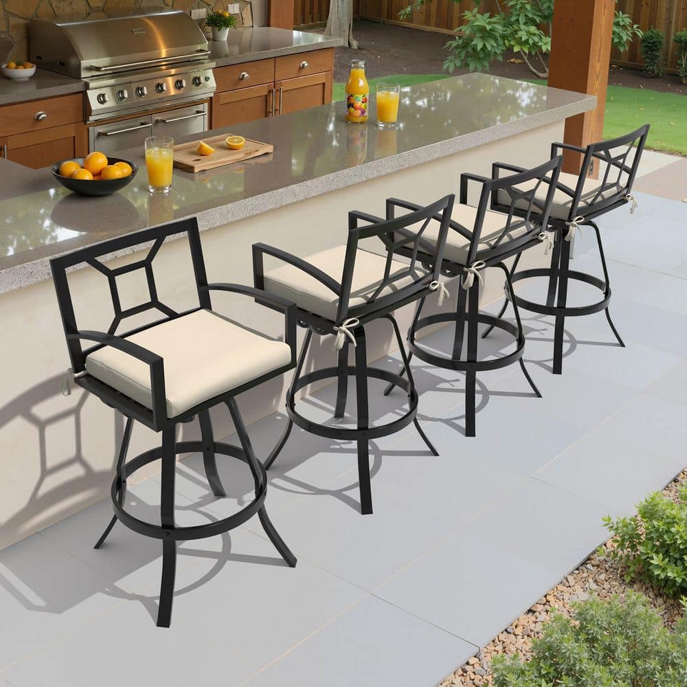 Crestlive Products 4-Pack Aluminum Outdoor Bar Stools with Fade ...