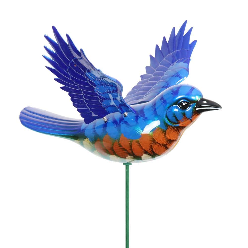 Exhart WindyWings Blue Bird 2.63 ft. Blue Plastic Garden Stakes 2-Pack ...