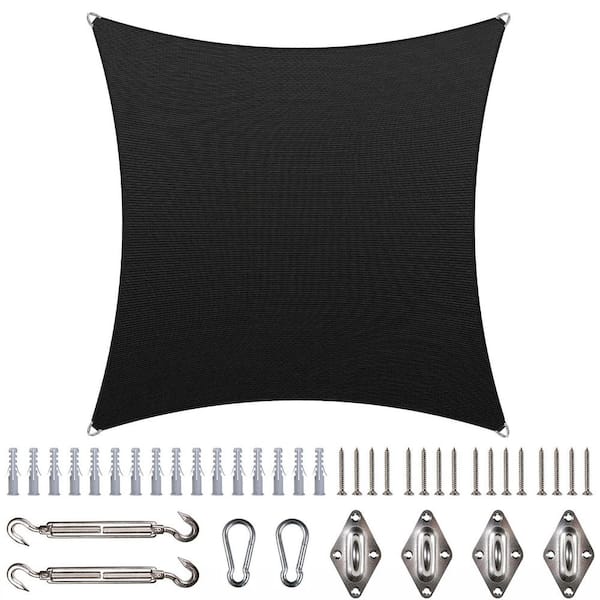COLOURTREE 12 ft. x 12 ft. Square Pro Ring Sun Shade Sail with Hardware ...