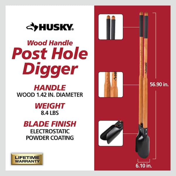 Husky 47 in. L Wood Handle Post Hole Digger with Grip 618033 The Home Depot