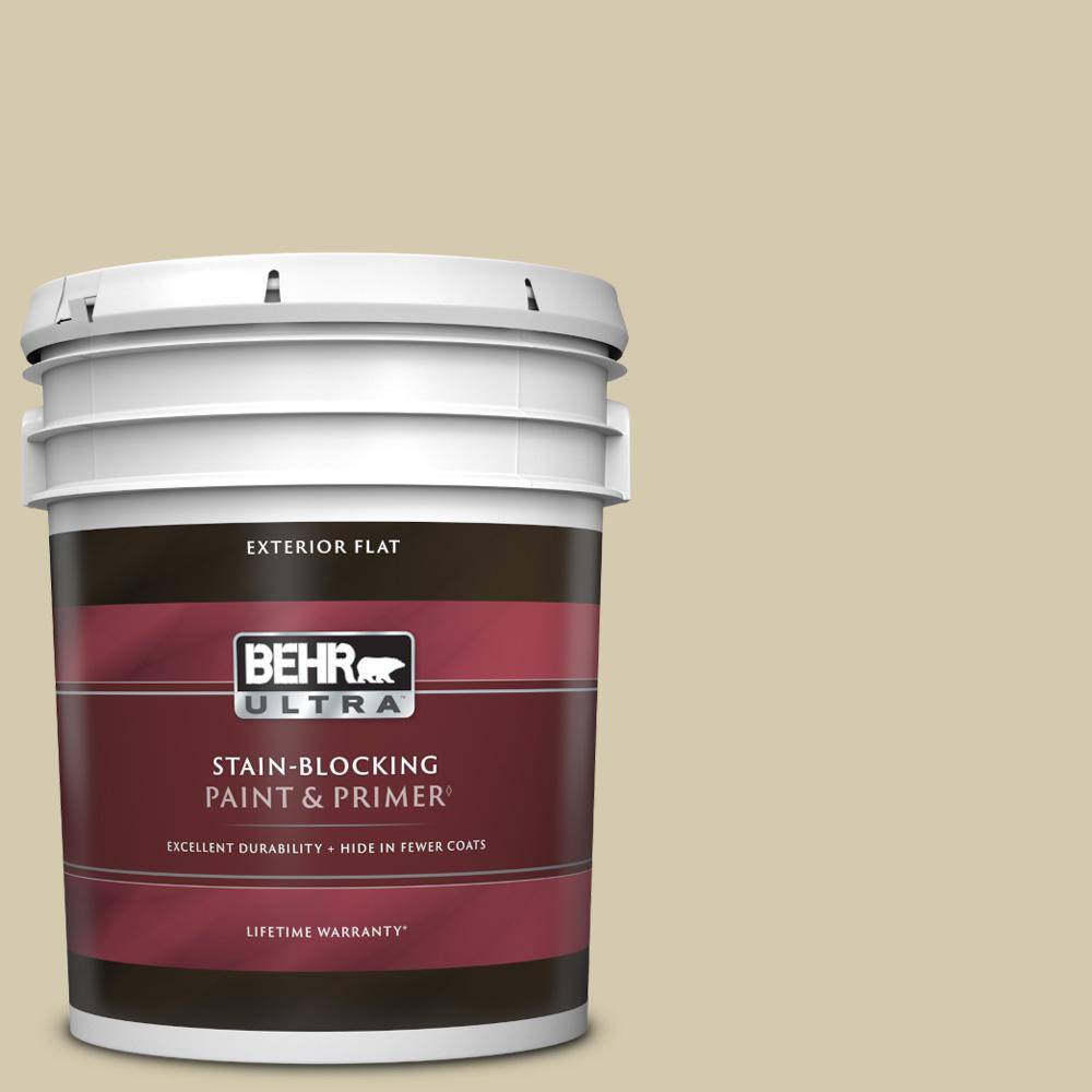 BEHR ULTRA 5 gal. #770C-3 Sand Fossil Flat Exterior Paint & Primer ...