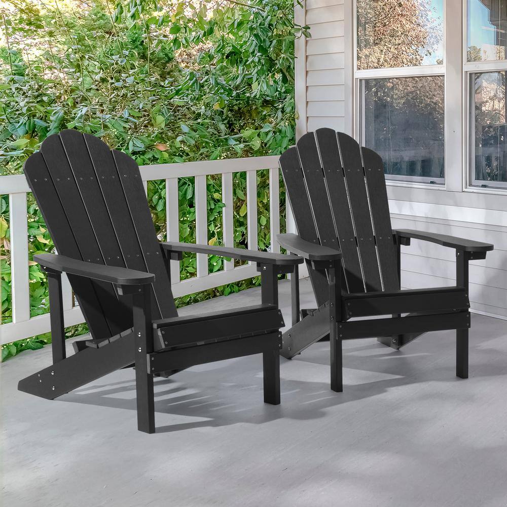 JOYESERY Black HIPS Plastic Weather Resistant Adirondack Chair for ...