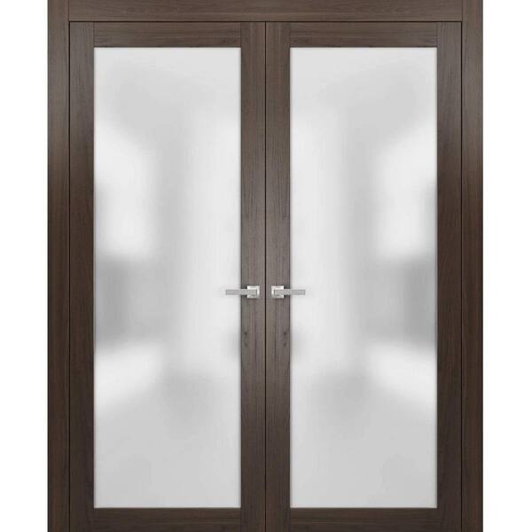 Sartodoors 60 in. x 84 in. 2 Panel Ginger Ash Finished Solid Wood ...