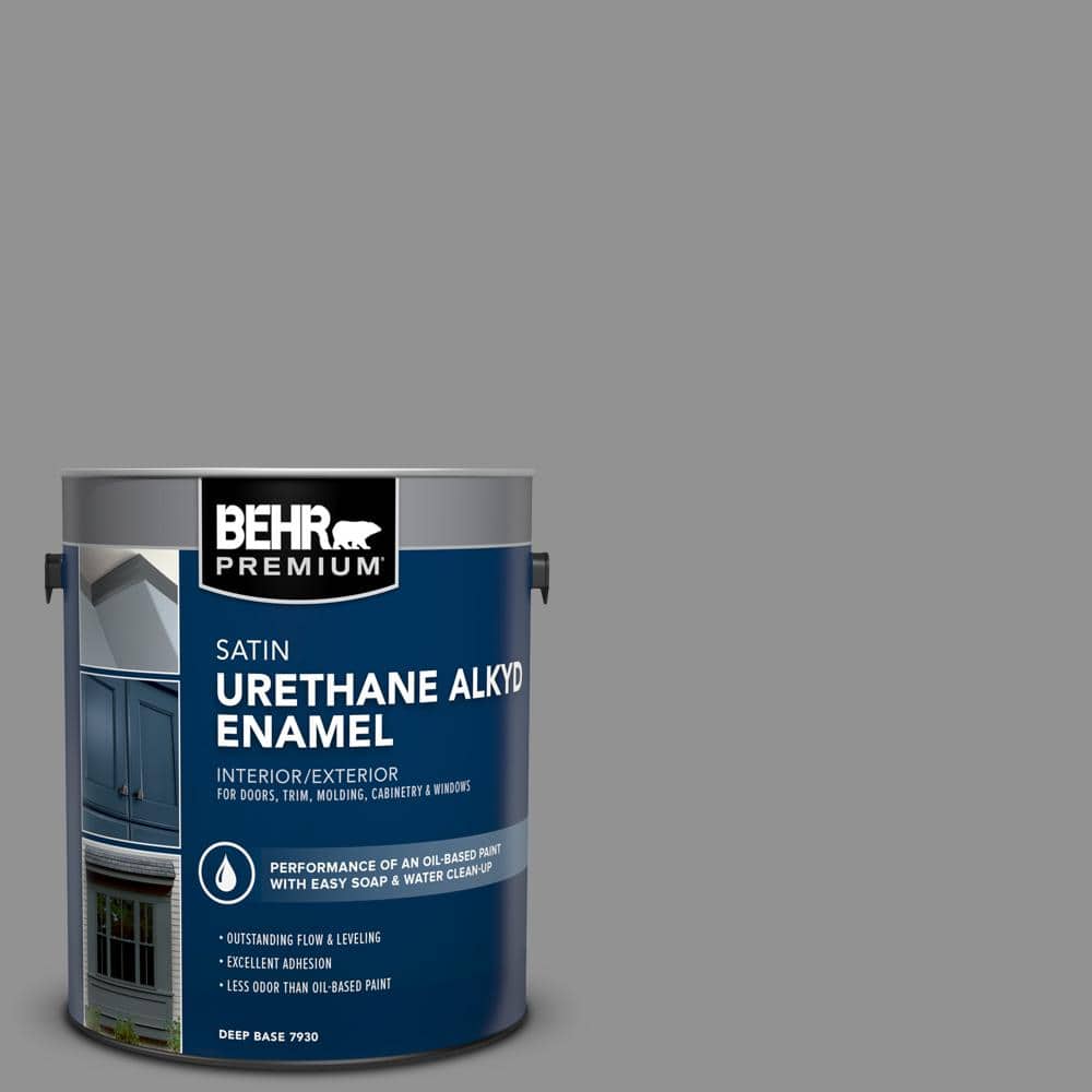 BEHR PREMIUM 1 gal. #N520-4 Cool Ashes Urethane Alkyd Satin Enamel ...