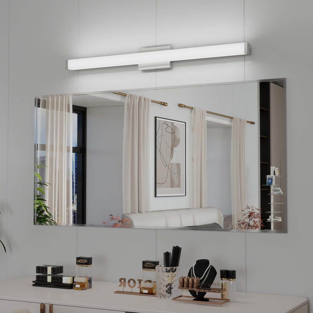 Sunpez 41 in. 1-Light Brushed Nickel LED Vanity Light, Wall Mounted ...