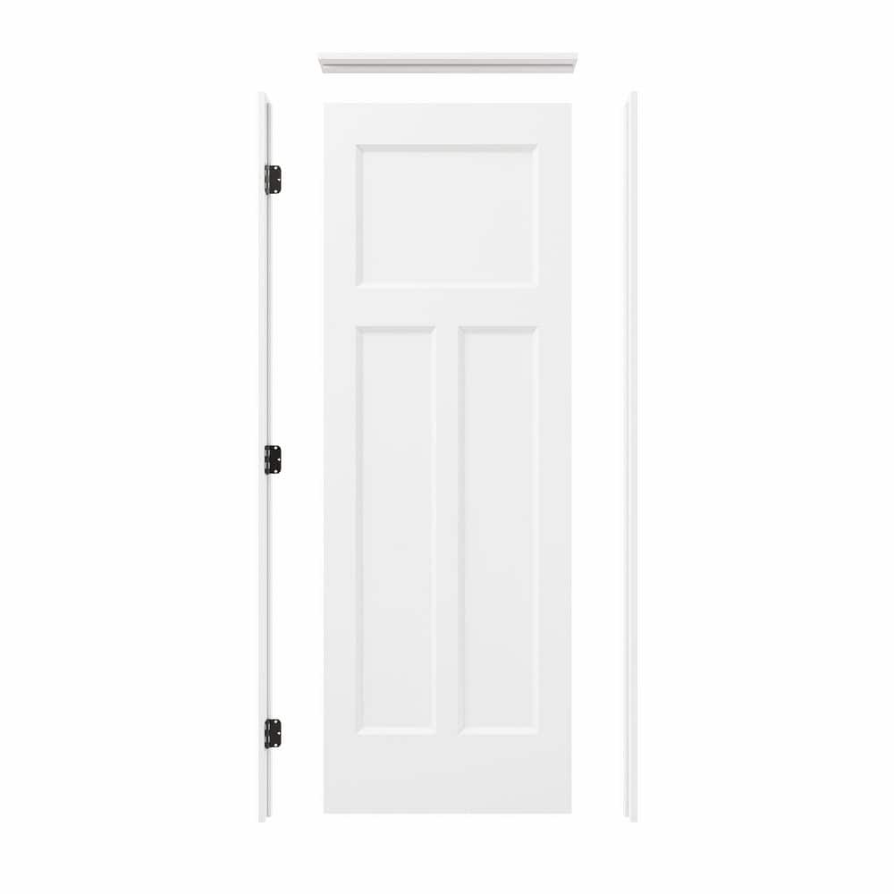 ARK DESIGN 28 in. x 80 in. 3-Panel Right-Handed Painted Solid Core Wood ...