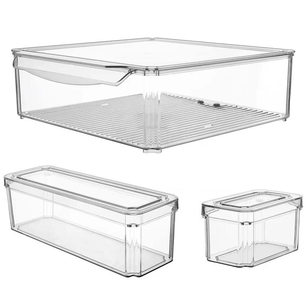 Stackable Clear Fridge Organizer Bins with Lids (10-Pack) for Fruits ...