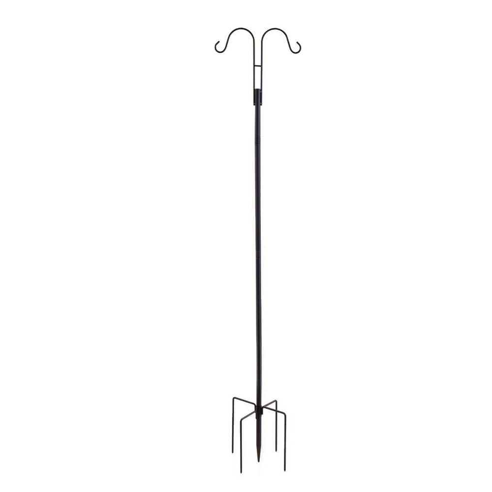 Amamoi 60 in. Black Steel Heavy Duty Garden Shepherds Hook with Dual ...
