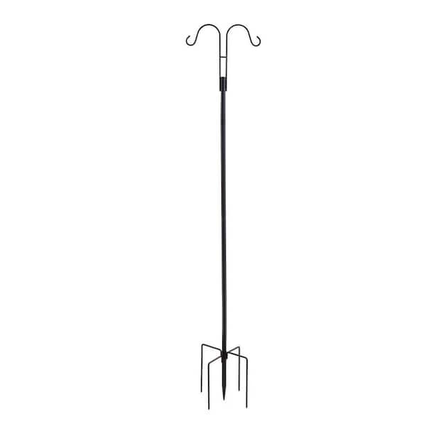 Amamoi 60 in. Black Steel Heavy Duty Garden Shepherds Hook with Dual ...