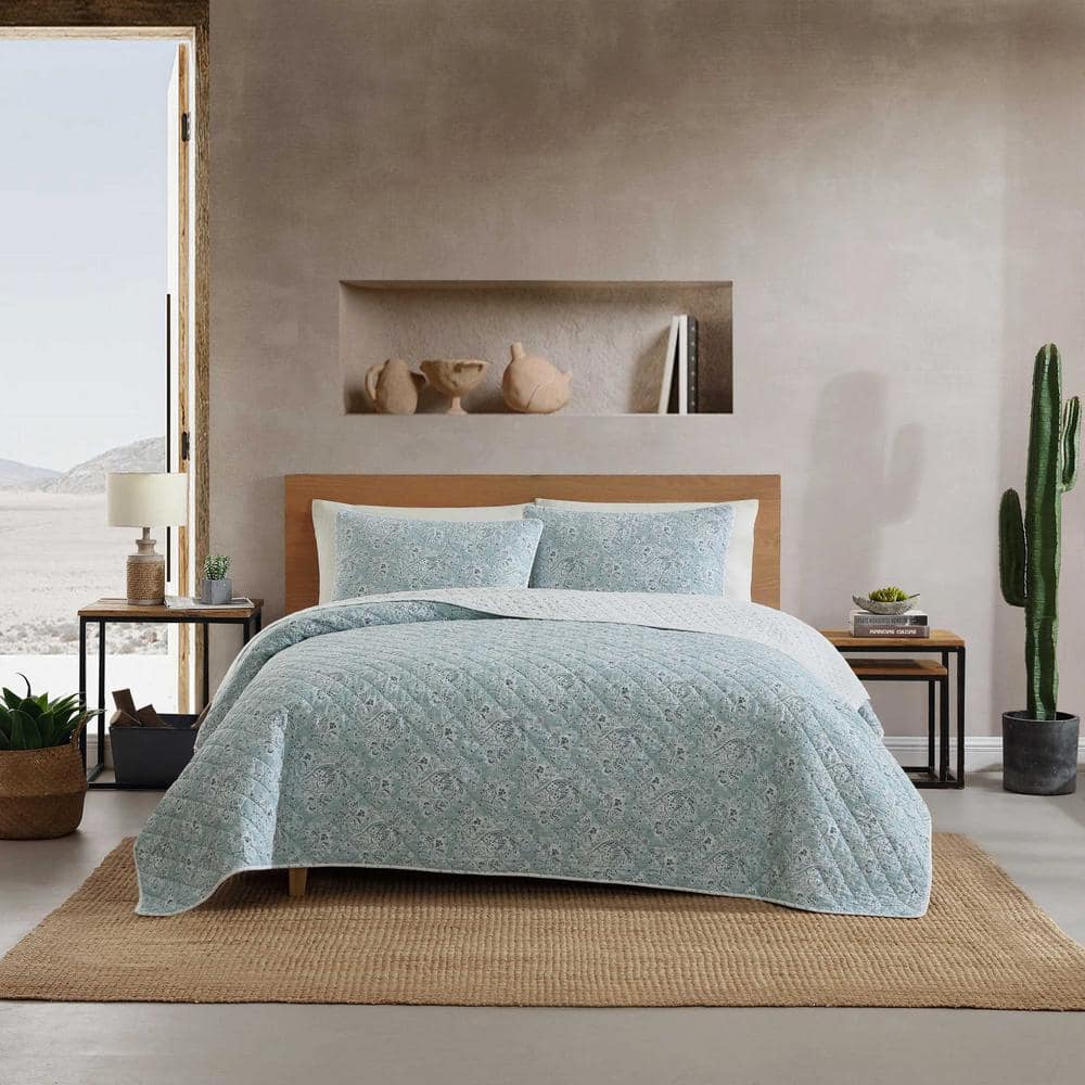 Wrangler Prairieland Paisley 3-Piece Blue 100% Cotton Full/Queen Quilt ...