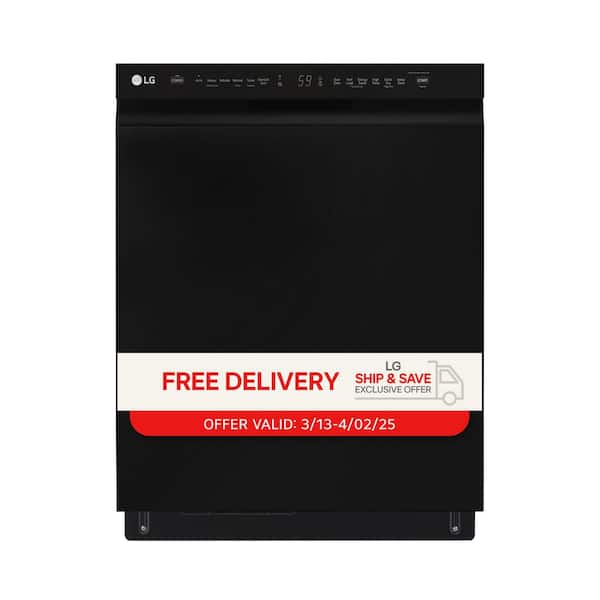 LG 24 in. Black Front Control Dishwasher with QuadWash, 3rd Rack ...
