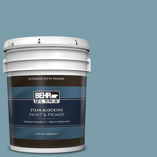 BEHR ULTRA 5 gal. #S470-4 Dolphin Blue Satin Enamel Exterior Paint ...