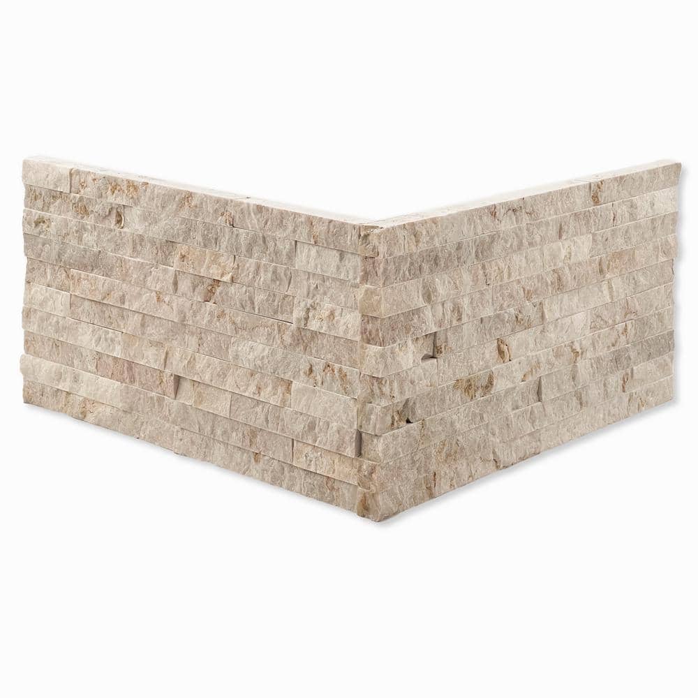CRUZ BAY STUDIO Slender Strip Corner 3 in. x 12 in. Vanilla Split Face ...