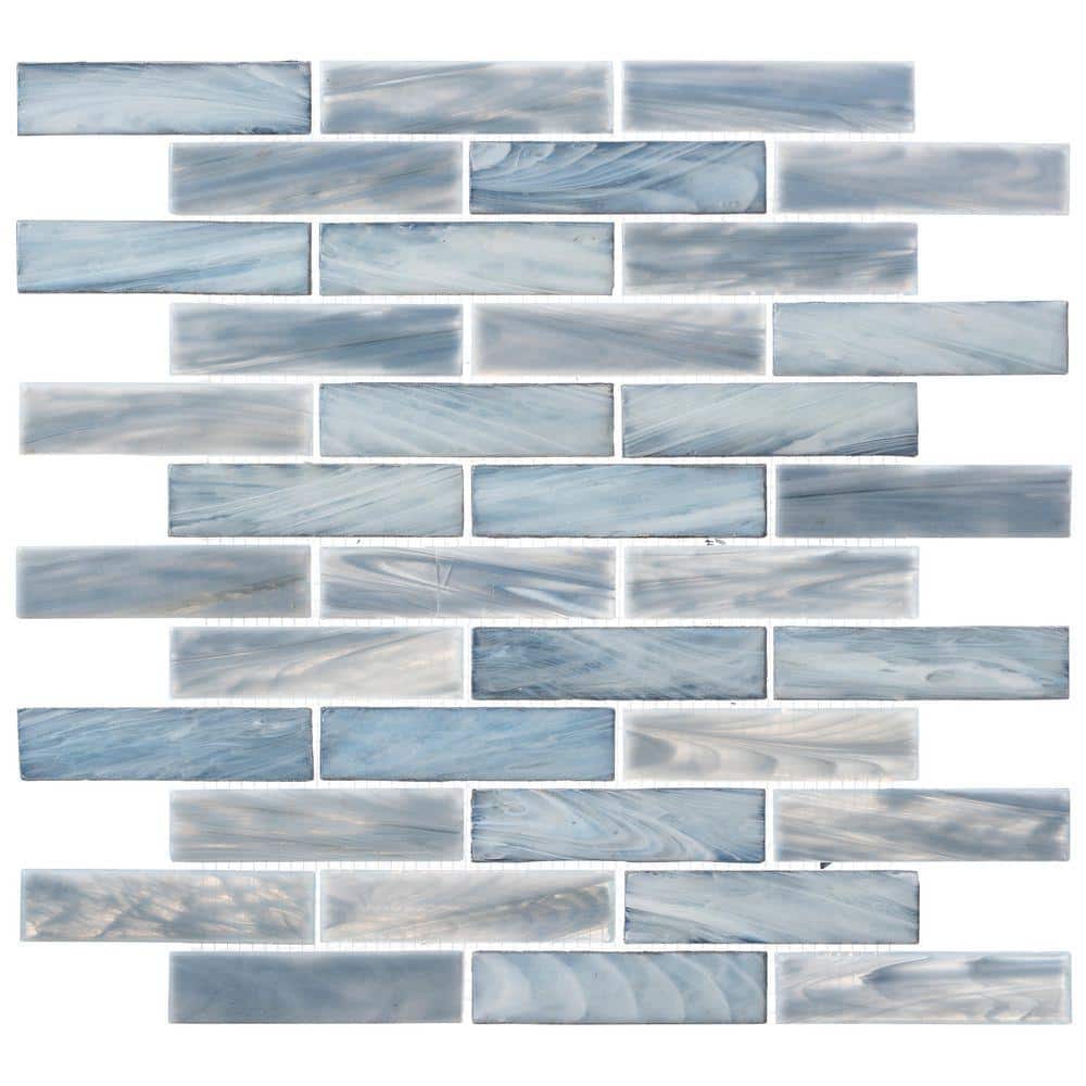 ANDOVA Dorian Reef Blue/Gray 12 in. x 12 in. Smooth Glass Brick Joint ...