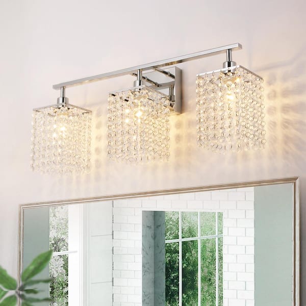 RRTYO Minx 24 in. 3-Light Modern Chrome Bathroom Vanity Light with ...