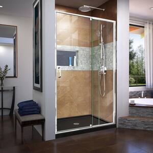 DreamLine Flex 36 in. D x 48 in. W x 74.75 in. Framed Pivot Shower Enclosure in Chrome with ...