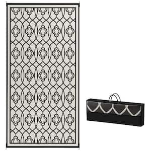 Outsunny Blue and White Rhombus 9 ft. x 18 ft. Waterproof Plastic Straw ...