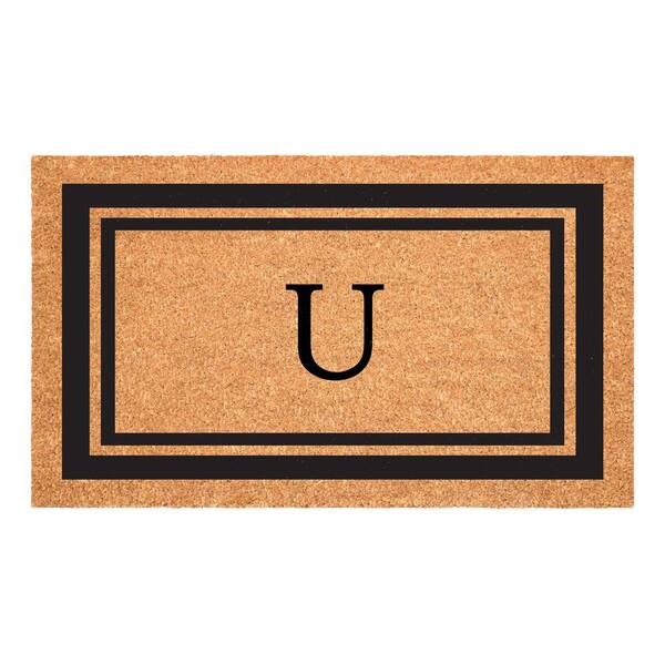 Calloway Mills Black Border 24" x 48" Monogram Doormat (Letter U ...