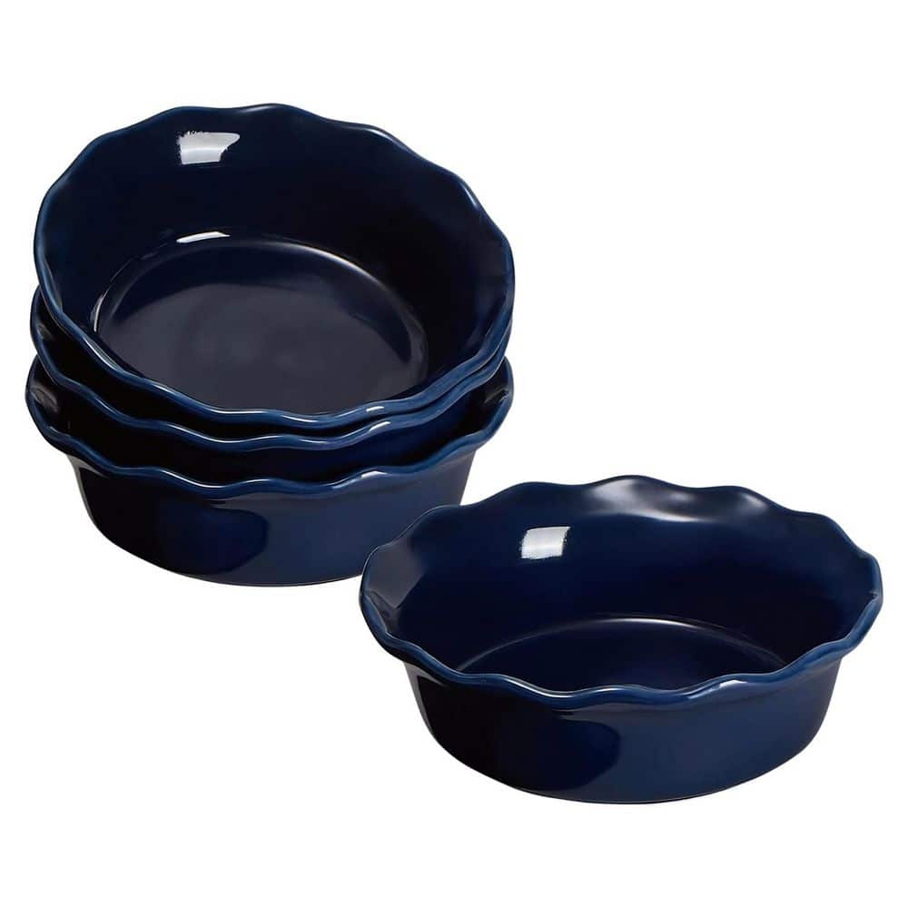6.8 in. Ceramic Pie Pans with Ruffled Edges, Oven Safe Round Baking ...