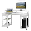 Karl home 55. 12 in Rectangular White Computer Desk with Storage ...