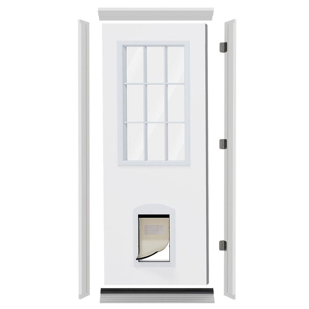 TENONER 32 in. x 80 in. 9-Lite Clear Glass Right-hand Front Door with ...