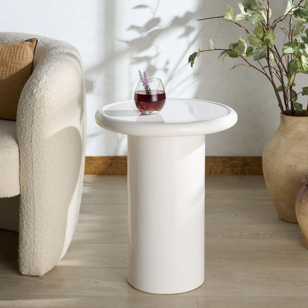 SAFAVIEH Lollita 18 in. White Round Concrete End Table SFV2622B - The ...