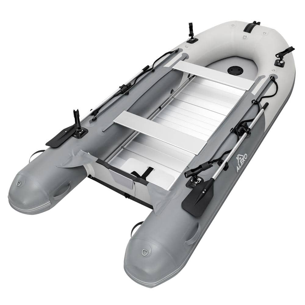 ALEKO Inflatable Fishing Boat - Aluminum Floor - Light and Dark Gray ...