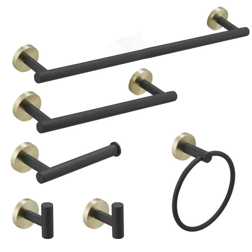BWE 6-Piece Modern Bath Hardware Set with Towel Ring Toilet Paper ...