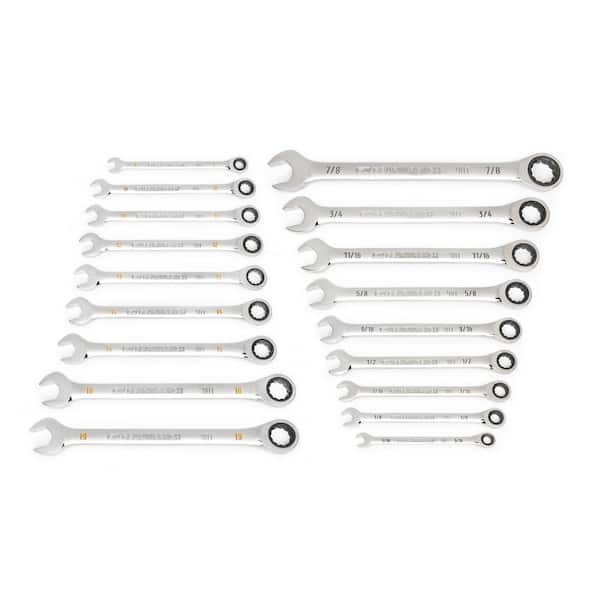 GEARWRENCH SAE/Metric 90-Tooth Combination Ratcheting Wrench Set with Case (18-Piece) GWD18RWS ...