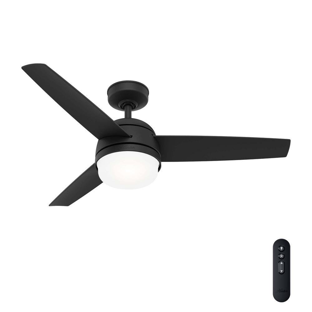Hunter Midtown 48 in. Indoor Matte Black Ceiling Fan with Light Kit and ...
