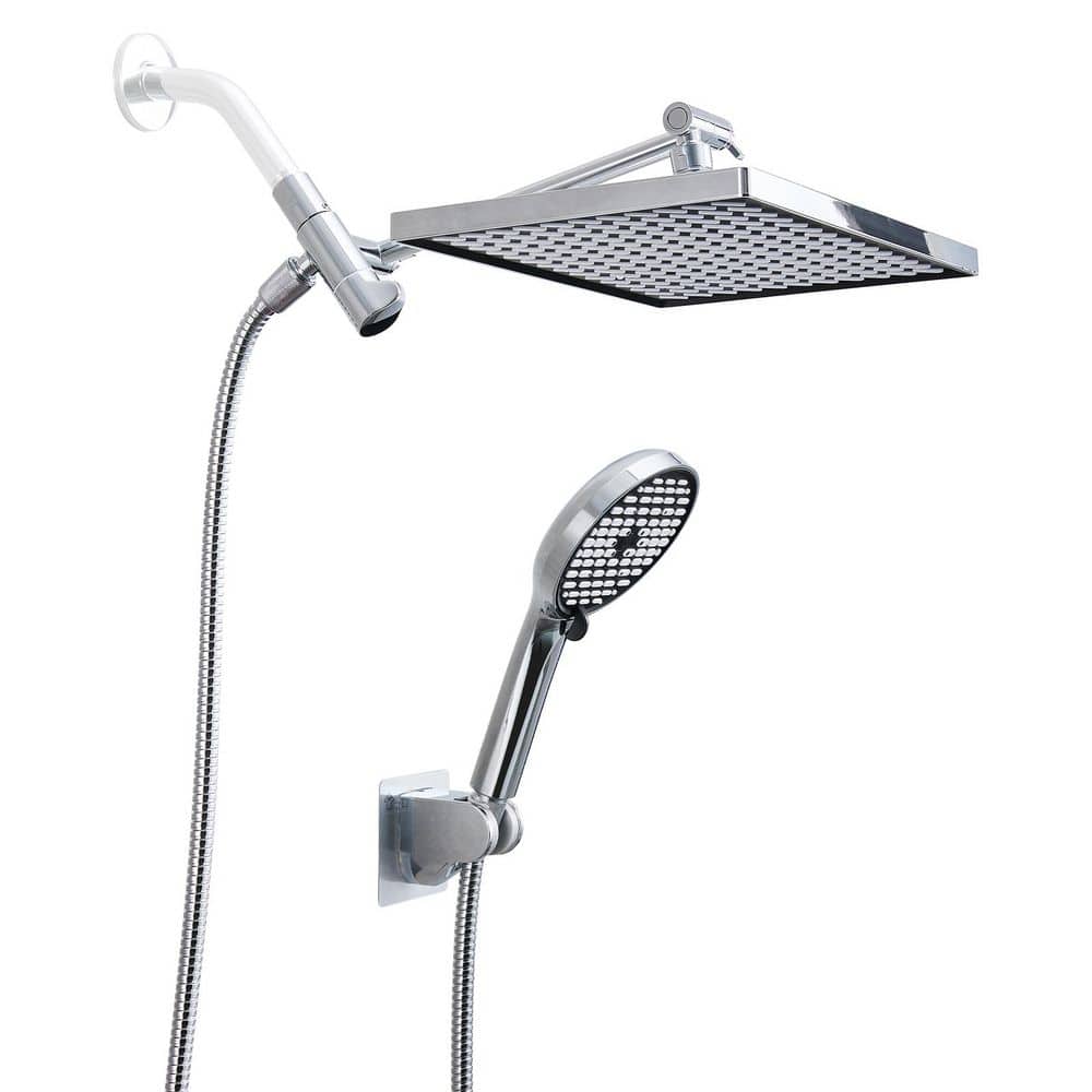 Heemli Rainfall Shower Head Combo 6-Spray 12 in. Wall Mount Dual Shower ...