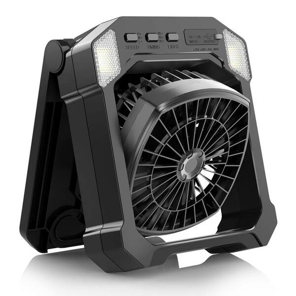 phyfalip Solar & USB Dual Power Portable Fan w/ Light, 3 Speed Quiet ...