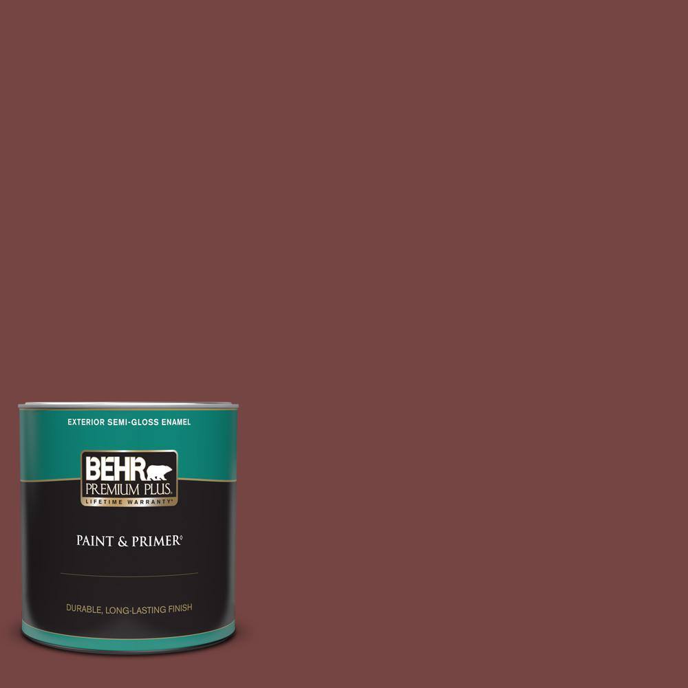 BEHR PREMIUM PLUS 1 qt. #S130-7 Cherry Cola Semi-Gloss Enamel Exterior ...