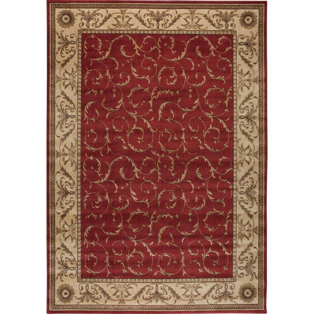Nourison Scrollwork Red 5 ft. x 7 ft. Persian Vintage Area Rug 047786 ...