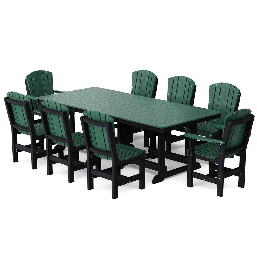 Wildridge Heritage 9-Piece Turf Green and Black HDPE Plastic Outdoor ...