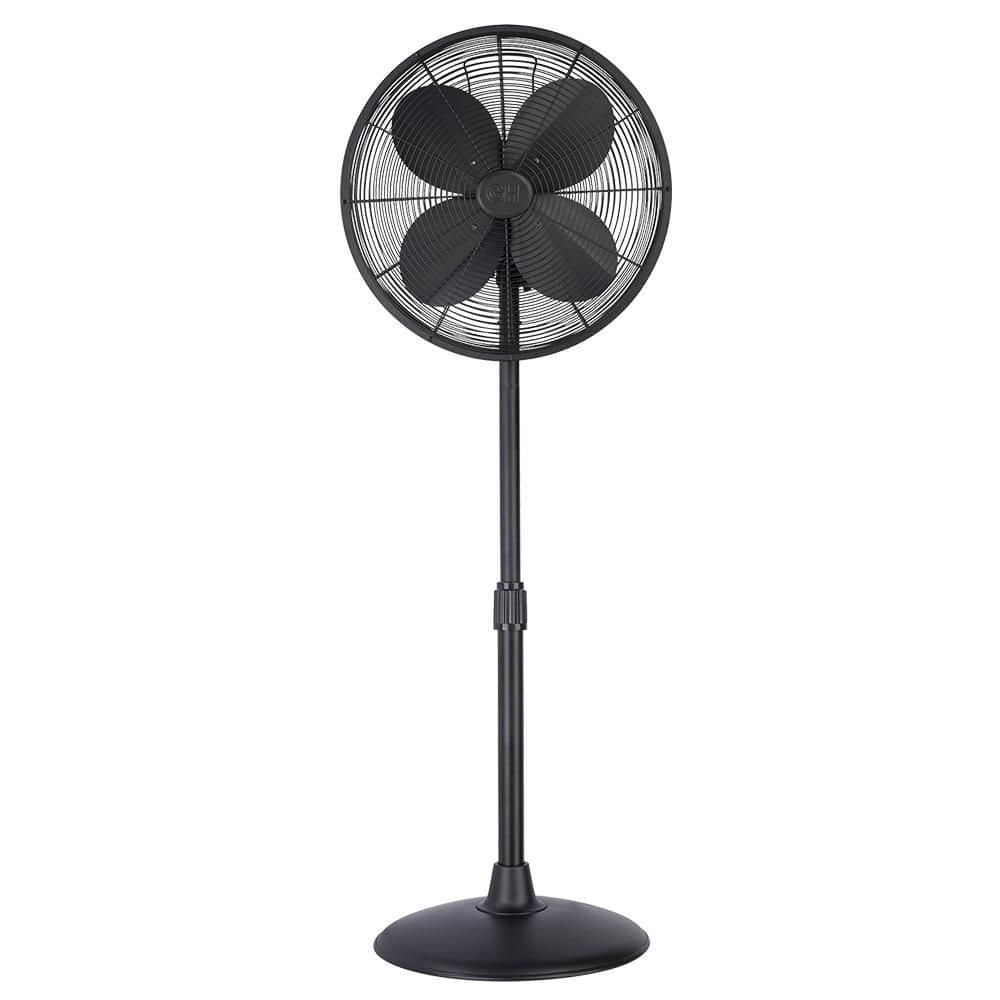 GOOD HOUSEKEEPING Retro 16 in. All-Metal Pedestal Fan in Matte Black ...
