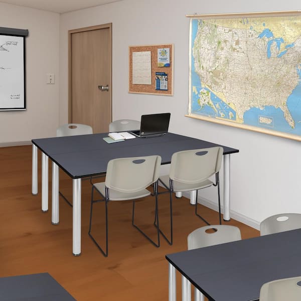 Regency Kee 66 in x 24 in. Grey Top Training Table Desk, Chrome Legs ...