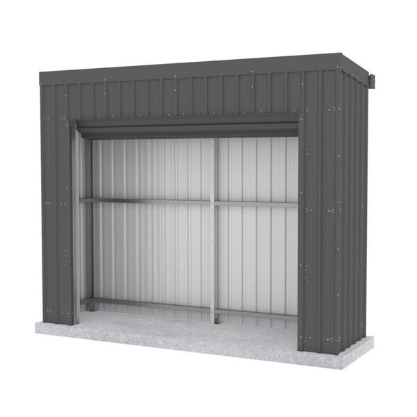 ABSCO Fortress 9.8 ft. x 2.5 ft. x 7.8 ft. Woodland Gray Metal Shed ...
