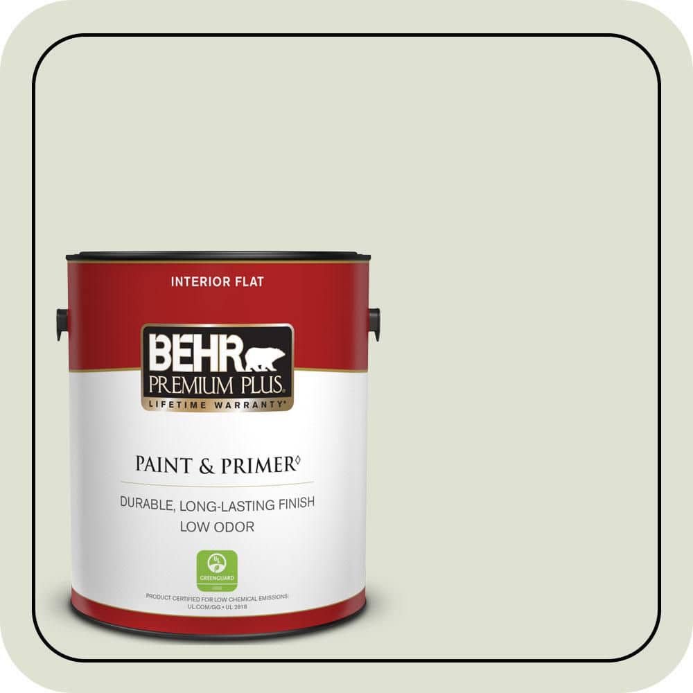 BEHR PREMIUM PLUS 1 gal. #S380-1 Moss Mist Flat Low Odor Interior Paint ...