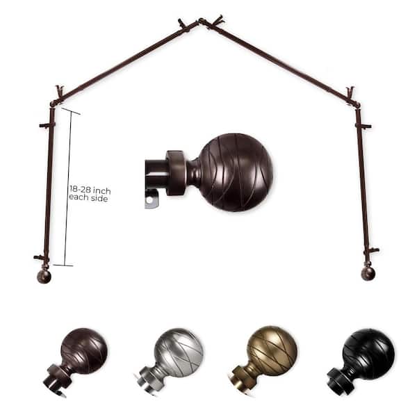 Rod Desyne 13/16" Arman 4-Sided Bay Window Curtain Rod (18-28 inch each ...