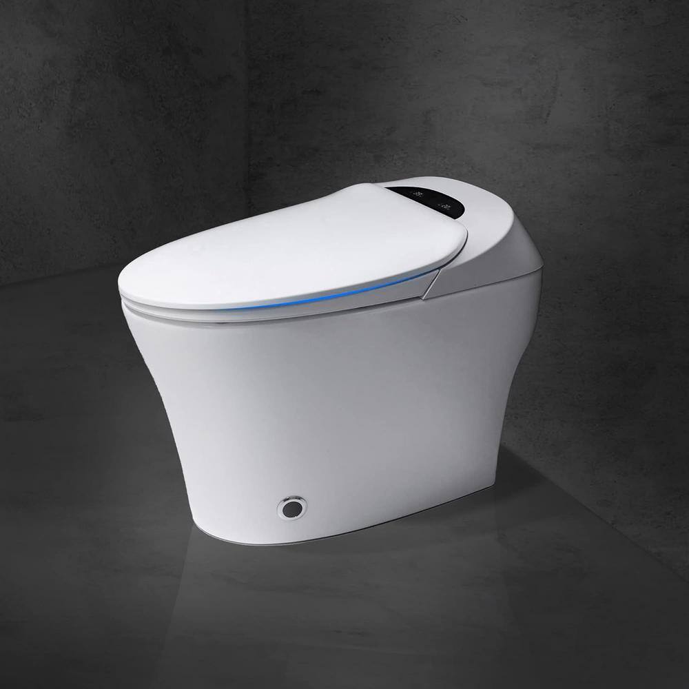 ANGELES HOME Smart Toilets Elongated Bidet Toilet 1.28 GPF in White ...