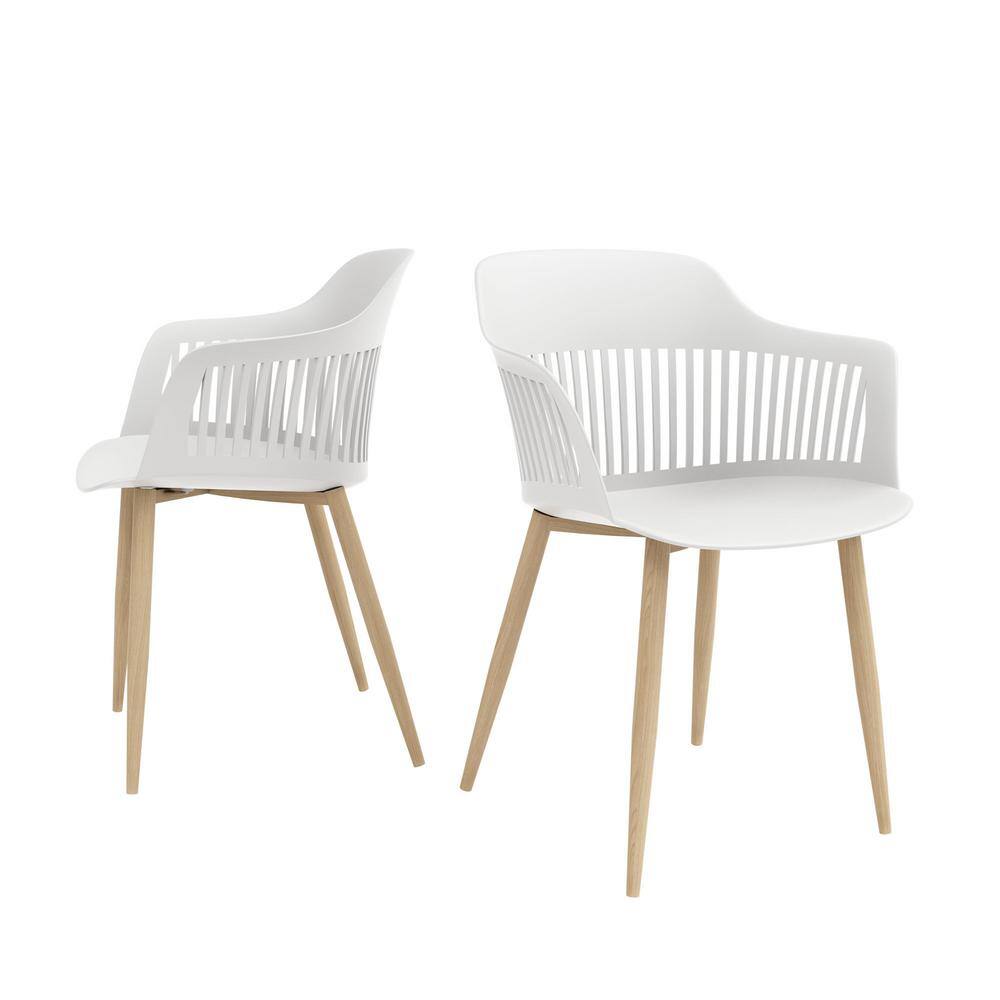 Jamesdar White with Natural Legs Blake Chair (Set of 2) JCHA564-2WH ...