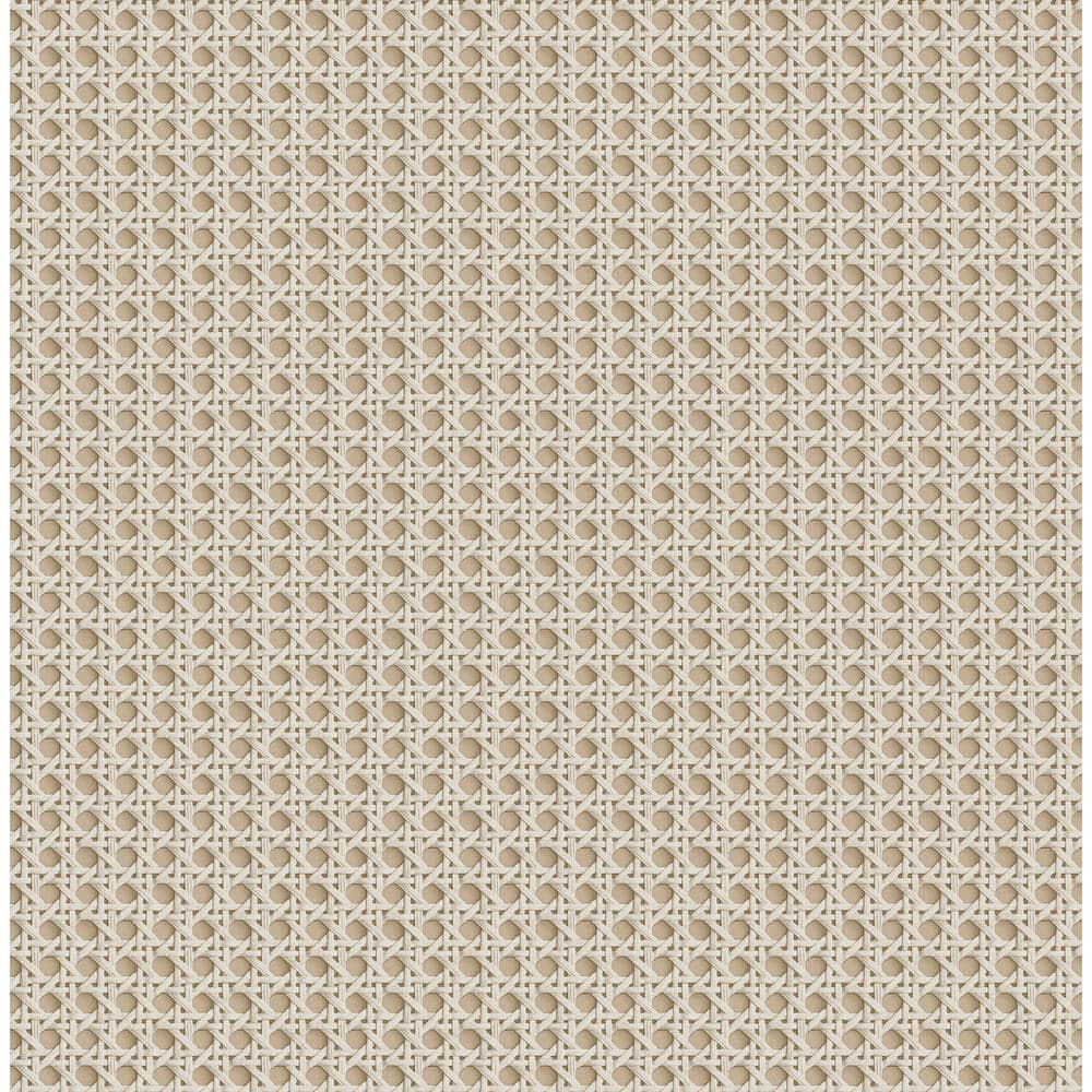 Teamson Kids Cream Brown Rattan Caning Peel and Stick Wallpaper Sample ...