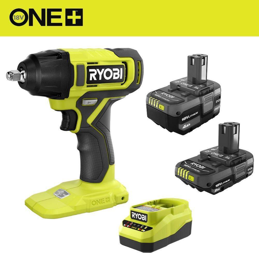 RYOBI ONE+ 18V Cordless 3/8 in. Impact Wrench Kit with 4 Ah Battery ...