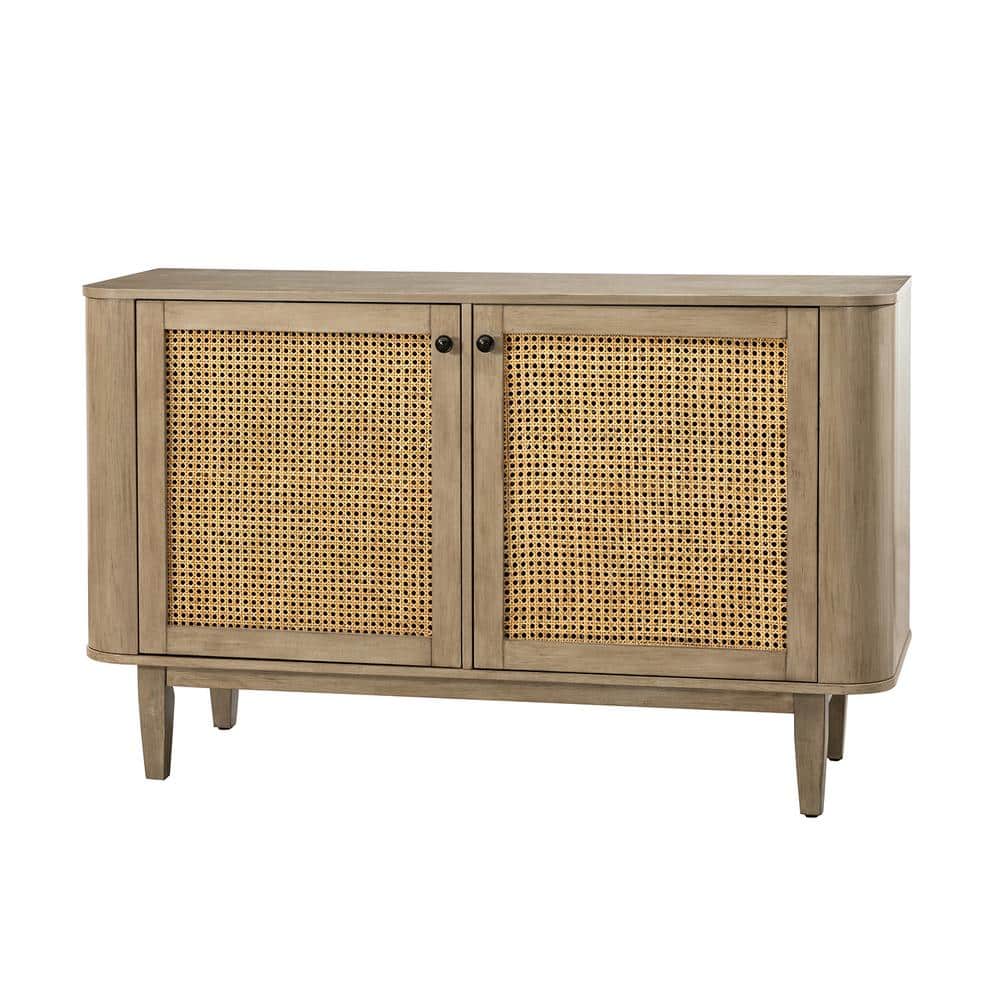JAYDEN CREATION Felicien Oak 52 in. Wide Sideboard with Rattan ...
