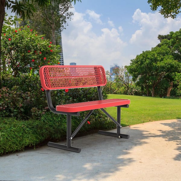 Choosilay 48 in. 2-Person Red Thermoplastic Coated Metal Outdoor Garden ...
