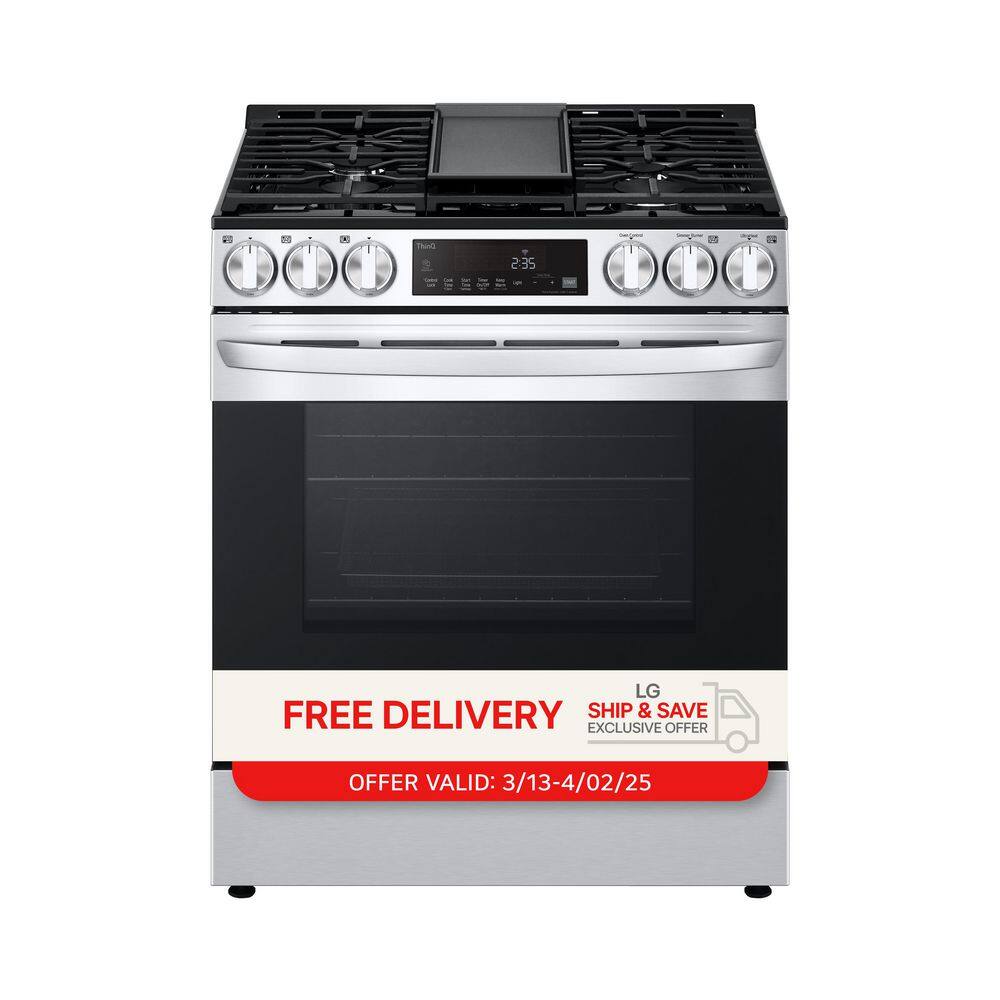 LG 30 in. 5.8 cu. ft. Slide in Smart Gas Range with 5 Burners in ...